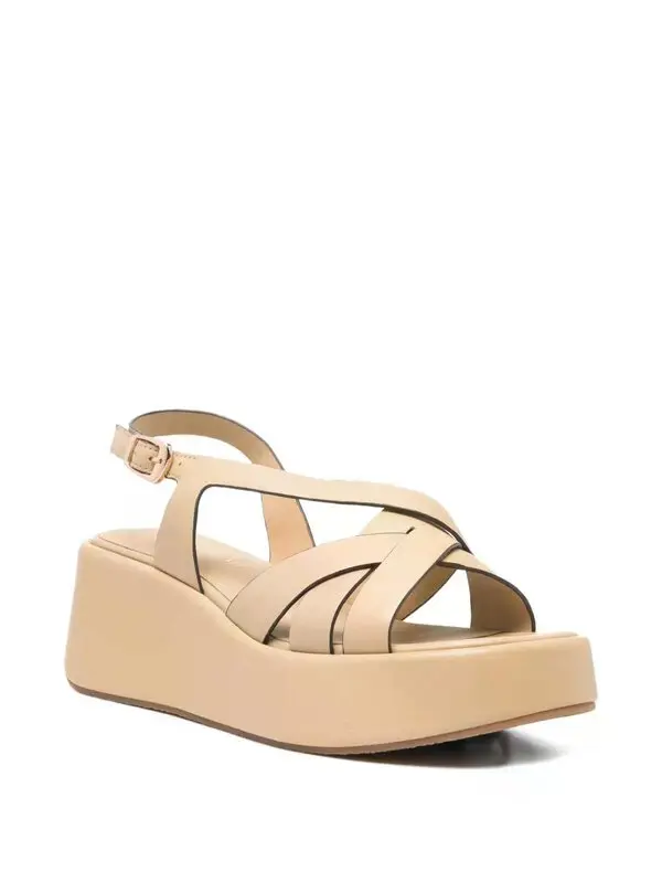 BRUNO PREMI Leather Platform Sandals - Neutrals