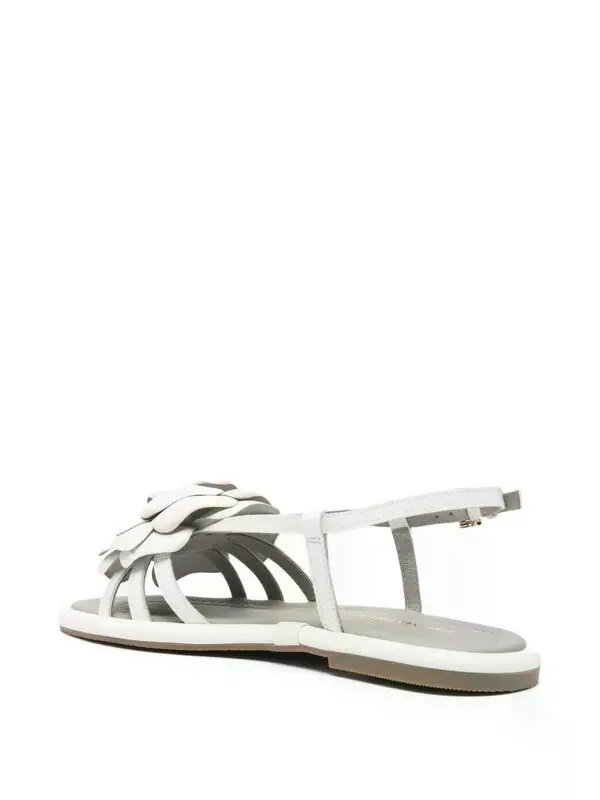 BRUNO PREMI Floral Detail Leather Slingback Sandals