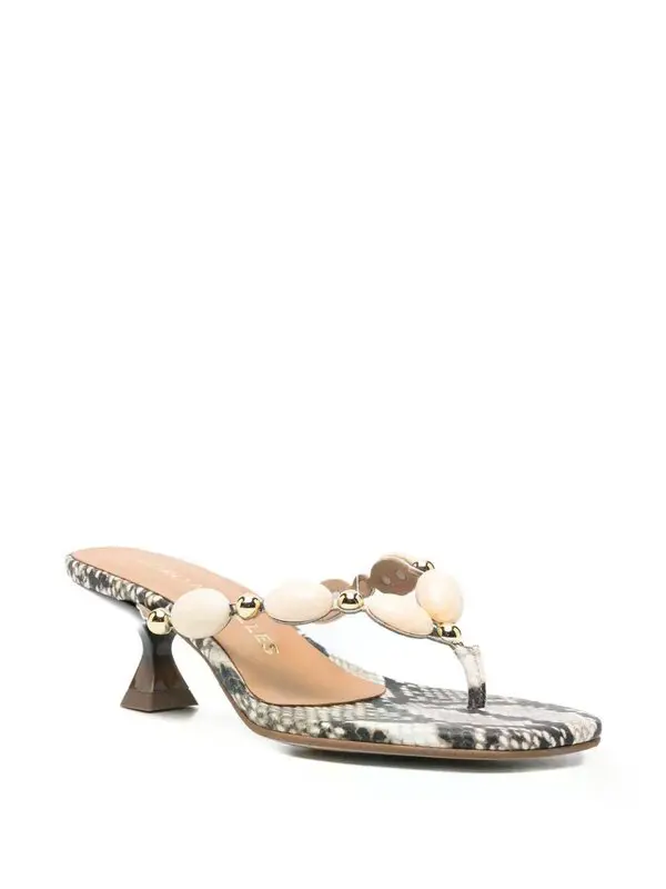 PEDRO MIRALLES Snake-effect Bead-embellished Sandals