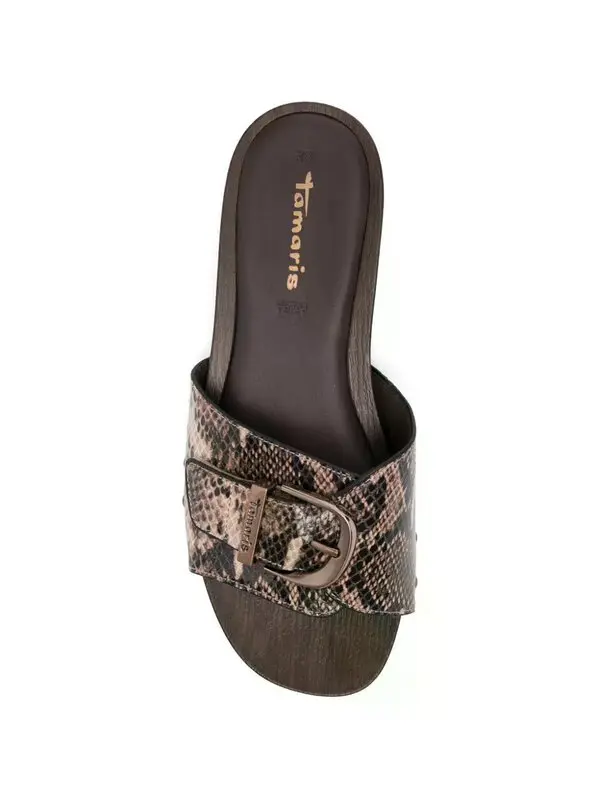 TAMARIS Snake-effect Buckled Sandals