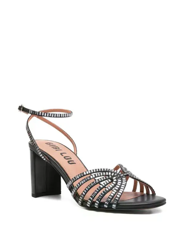 BIBI LOU Serabi Embellished Leather Sandals - Black