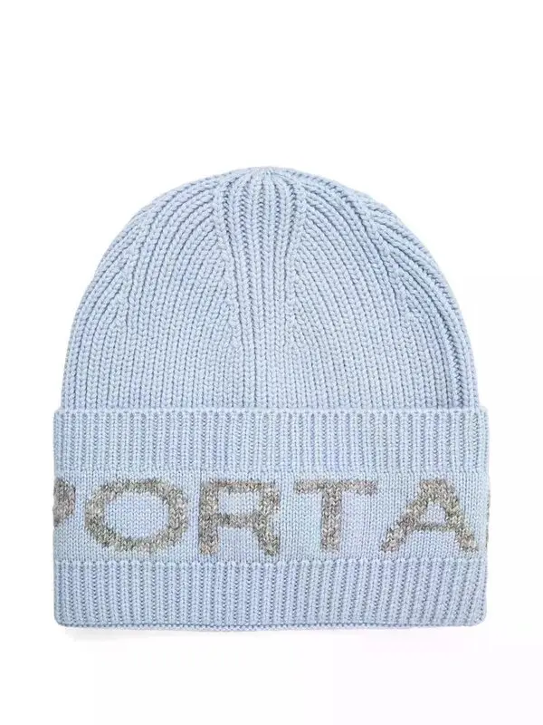SPORTALM Logo Knit Turn-up Beanie Hat - Blue