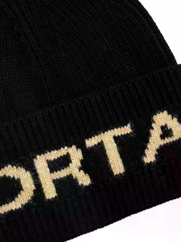 SPORTALM Logo-intarsia Ribbed-knit Beanie Hat - Black