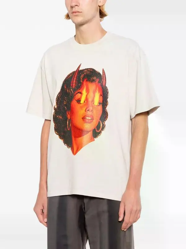 MELT Graphic-print Cotton T-shirt - Neutrals