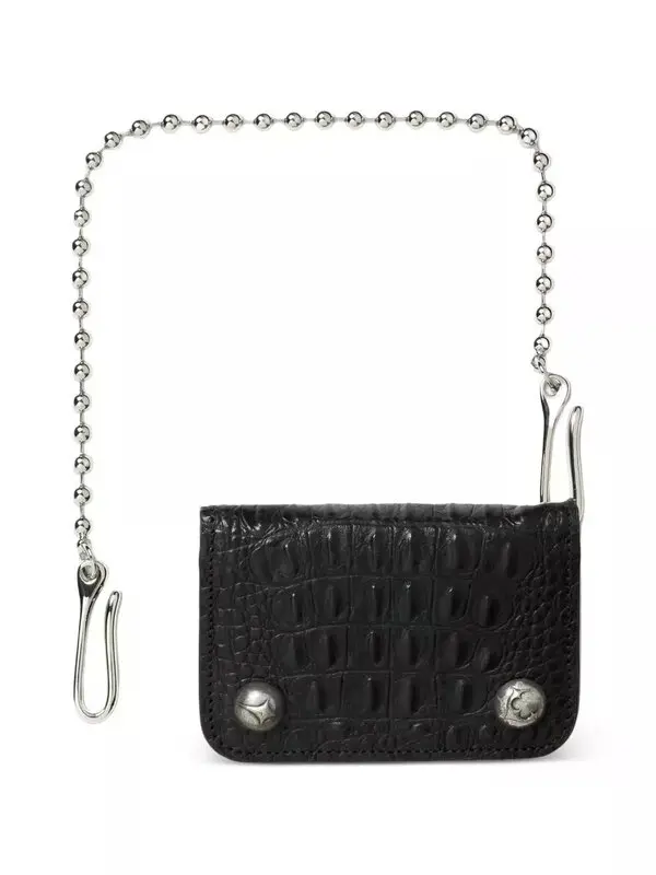 THUG CLUB Crocodile-effect Ball-chain Card Case - Black