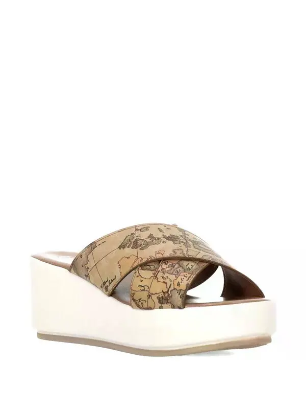 ALVIERO MARTINI 1° CLASSE Geo Classic Crossover Platform Wedge Sandals - Neutrals