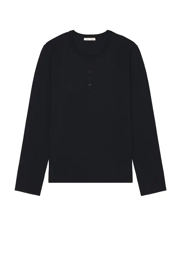 THE ROW Ayan Top Fine Knit Cashmere Silk Quarter Button Henley