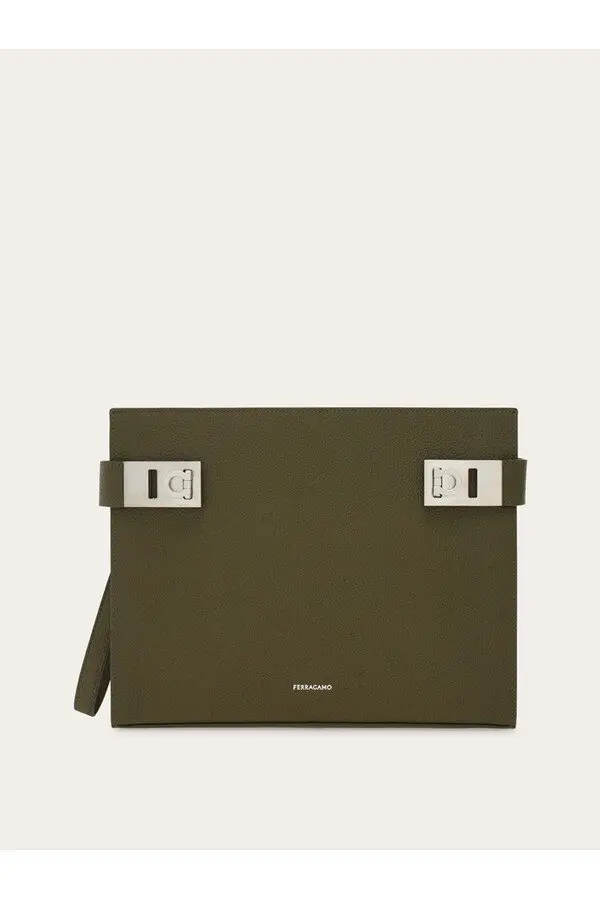 FERRAGAMO Hug Buckle Pouch - Green
