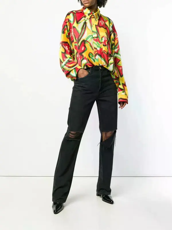 Balenciaga Multicoloured Abstract Print Scarf Blouse