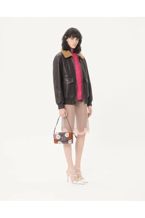 Valentino Garavani Devain Small Shoulder Bag With Floral Embroidery