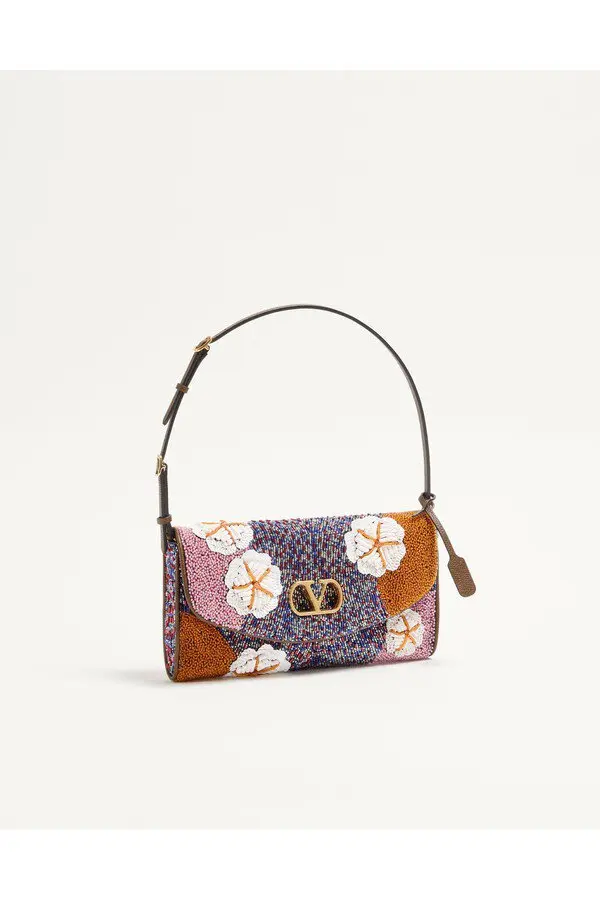 Valentino Garavani Devain Small Shoulder Bag With Floral Embroidery