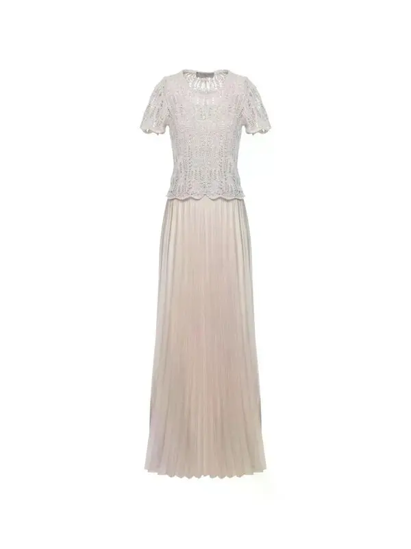 D.exterior Crochet-knit Pleated Maxi Dress