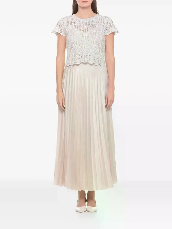 D.exterior Crochet-knit Pleated Maxi Dress