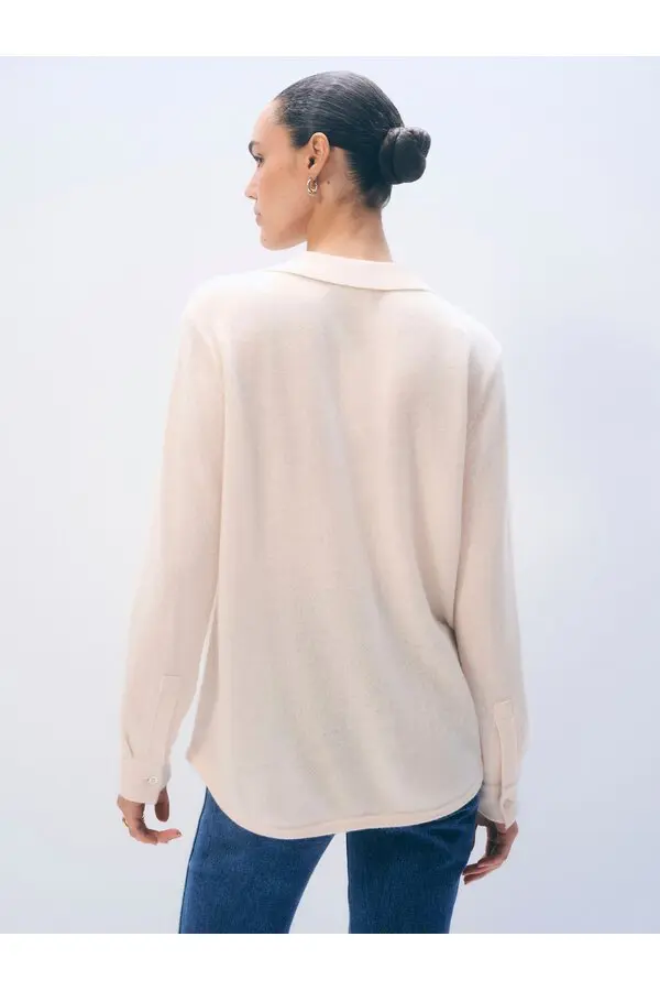WHITE & WARREN Cashmere Button Shirt - Natural