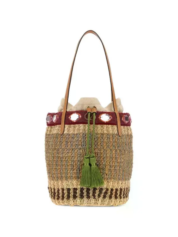Valentino Garavani Vlogo Signature Crystal-embellished Bucket Bag - Neutrals