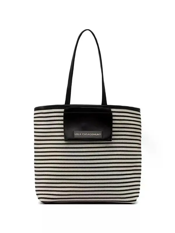 Lola Casademunt Striped Logo Plaque Tote Bag