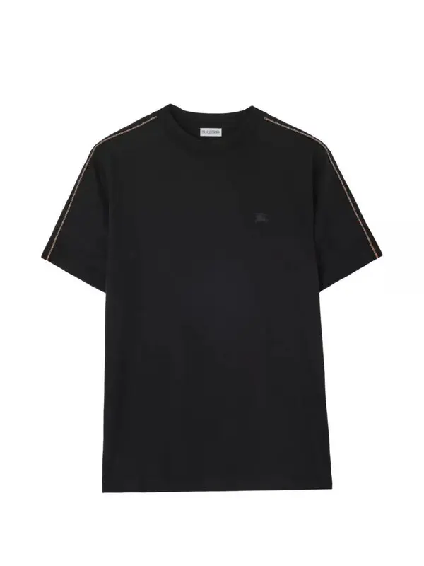 Burberry Check Piping Cotton T-shirt - Black