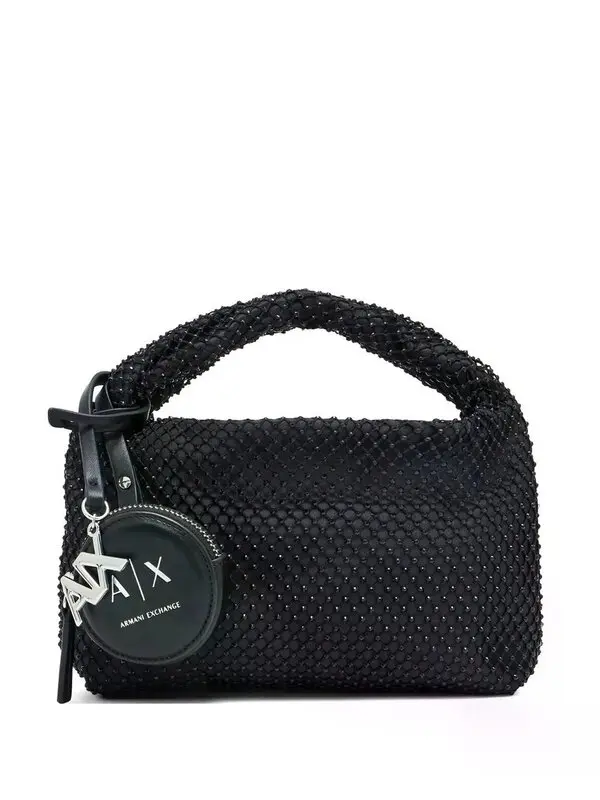 Armani Exchange Rhinestone Embellished Mesh Mini Crossbody Bag - Black