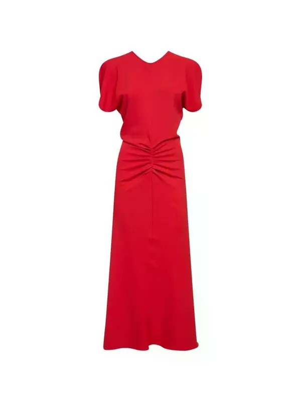 BLANCA VITA Gathe Tulip-sleeve Maxi Dress - Red