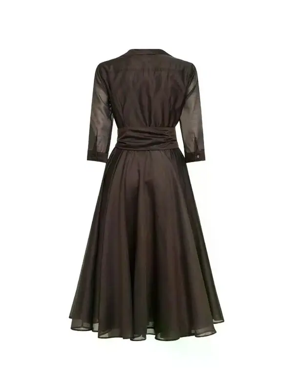 BLANCA VITA Belted Flared Midi Dress