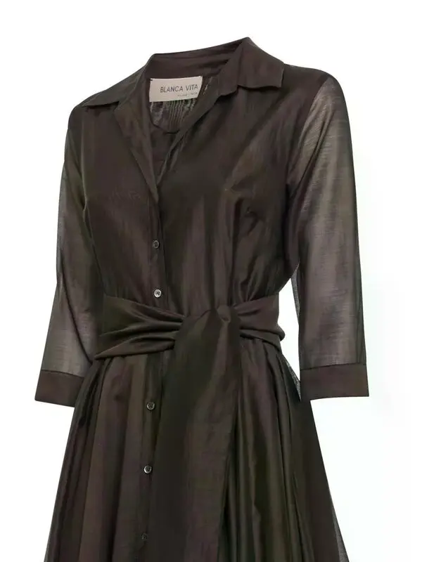 BLANCA VITA Belted Flared Midi Dress