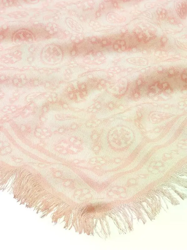 Tory Burch Monogram Frayed Scarf