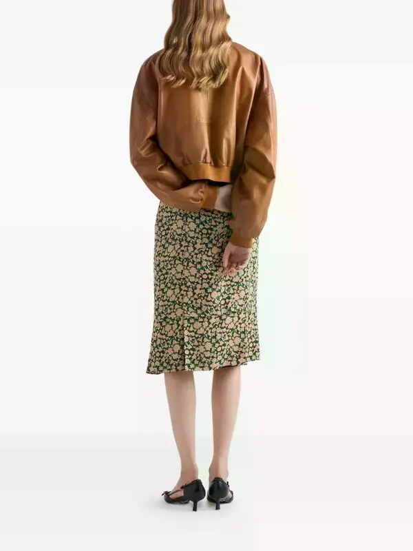 Prada Cropped Nappa Leather Jacket With Ribbed Trim