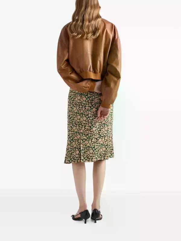Prada Cropped Nappa Leather Jacket With Ribbed Trim
