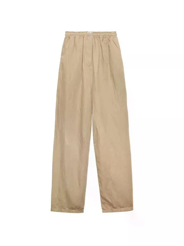 Prada Cotton And Linen Pants With Logo Detail