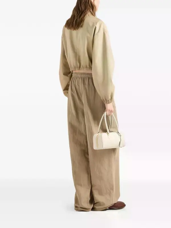 Prada Cotton And Linen Pants With Logo Detail