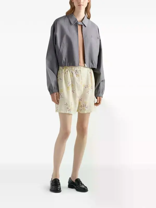 Prada Linen Floral Print Shorts