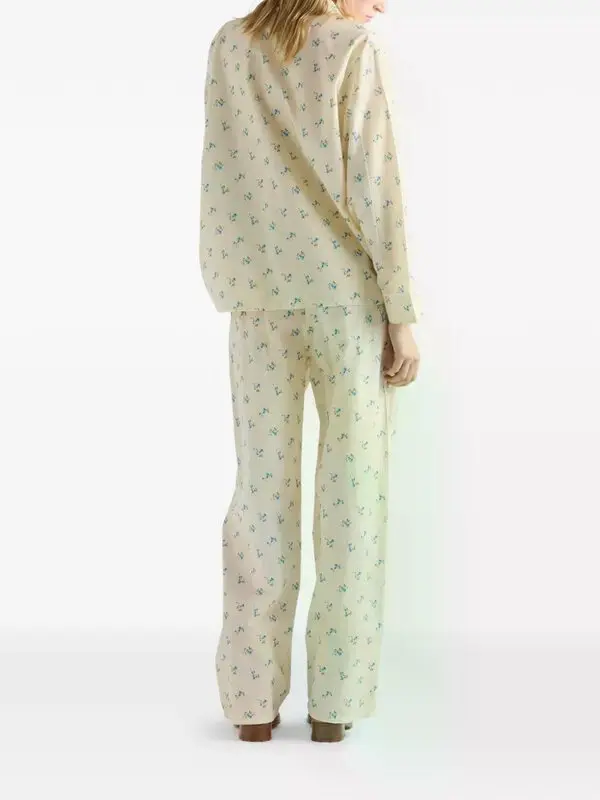 Prada Floral Print Canvas Wide Leg Pants