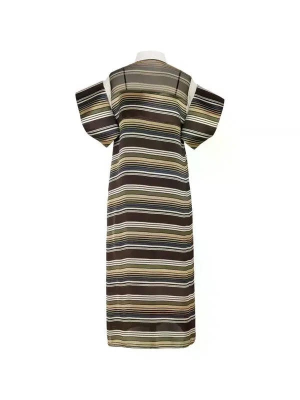 Sacai Striped Short-sleeve Midi Dress