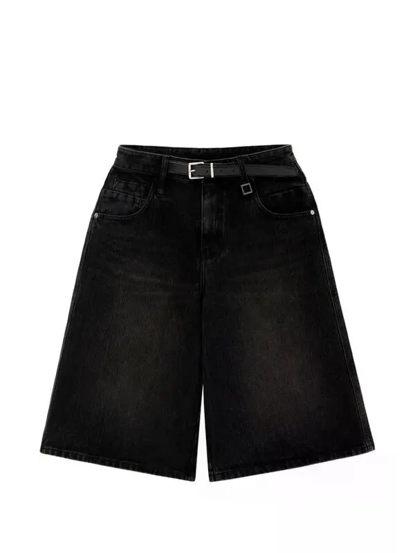 WOOYOUNGMI Belted Wide-leg Denim Shorts