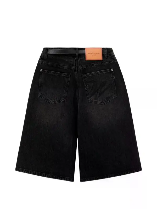 WOOYOUNGMI Belted Wide-leg Denim Shorts