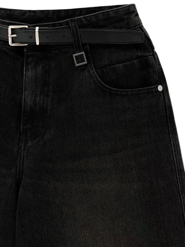 WOOYOUNGMI Belted Wide-leg Denim Shorts
