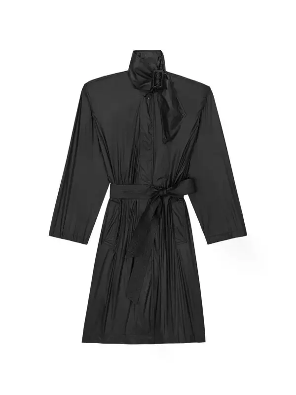 Saint Laurent Lavallière Buckle-neck Trench Coat - Black