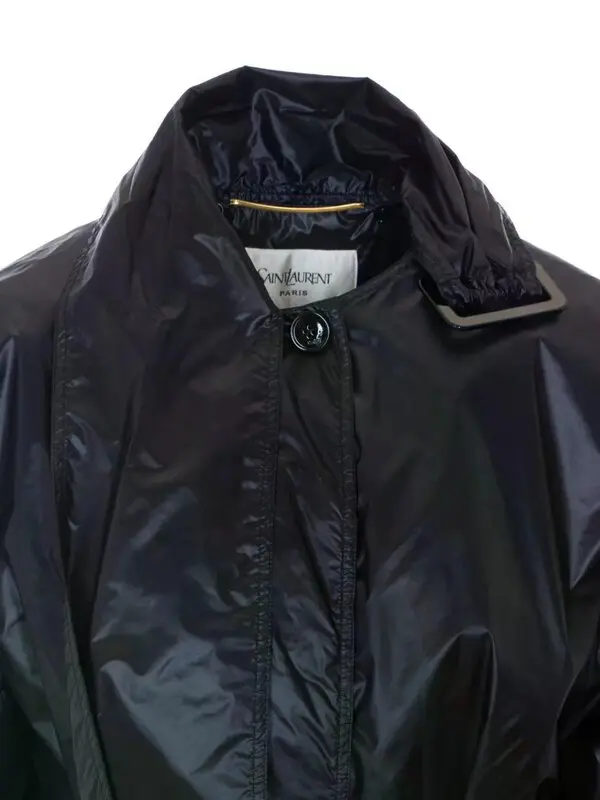 Saint Laurent Lavallière Buckle-neck Trench Coat - Black