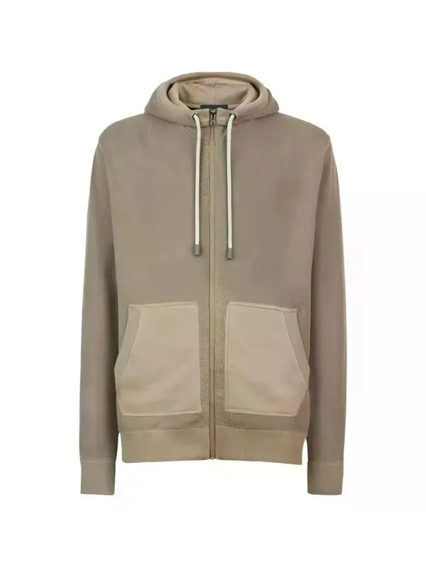 Sease Honeycomb Knit Zip-up Hoodie - Brown