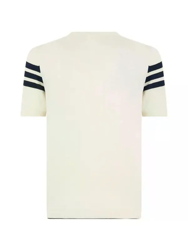 ROBERTO COLLINA Stripe Print Short Sleeve Sweater