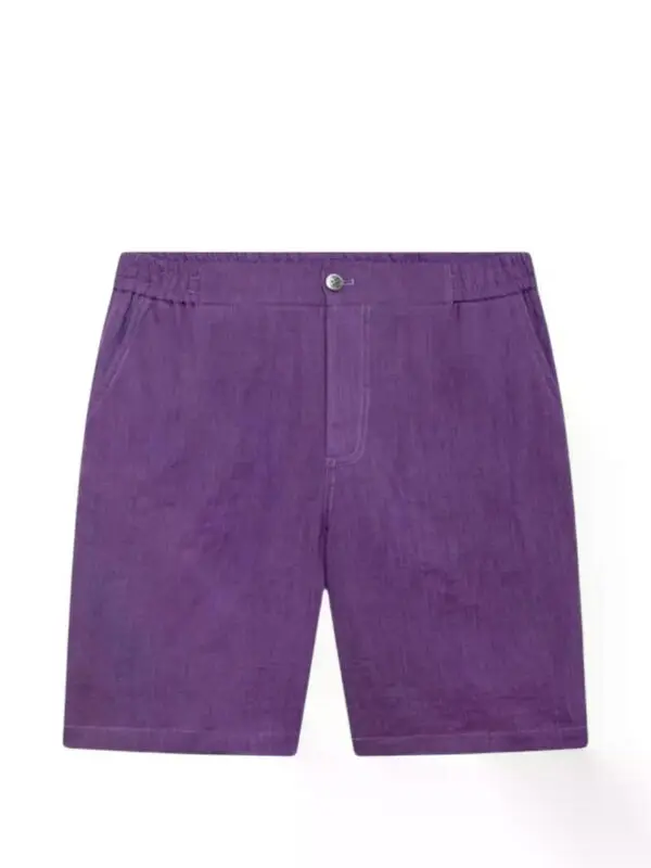 Alpha Studio Linen Canvas Bermuda Shorts - Purple