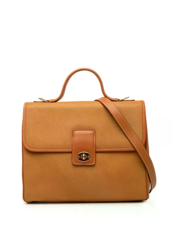 Gucci Calfskin Turnlock Top Handle Bag - Brown
