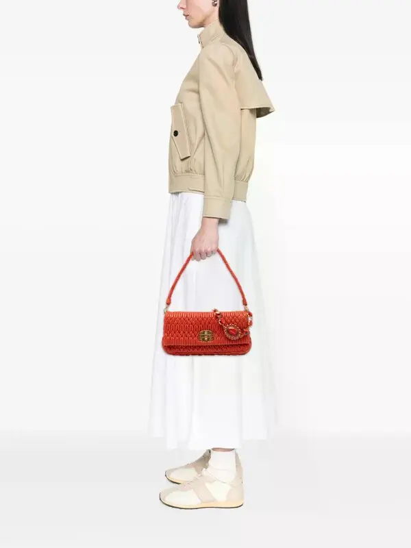 Miu Miu Matelassé Nappa Crystal Chain Satchel