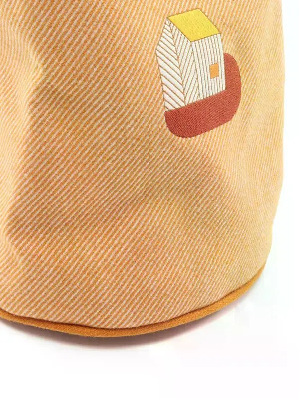 Hermès Wool Les Cabanes Drawstring Bag Bucket Bag