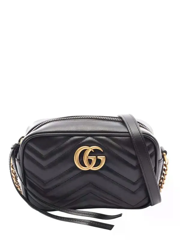 Gucci Mini Gg Marmont Matelassé Leather Crossbody Bag - Black