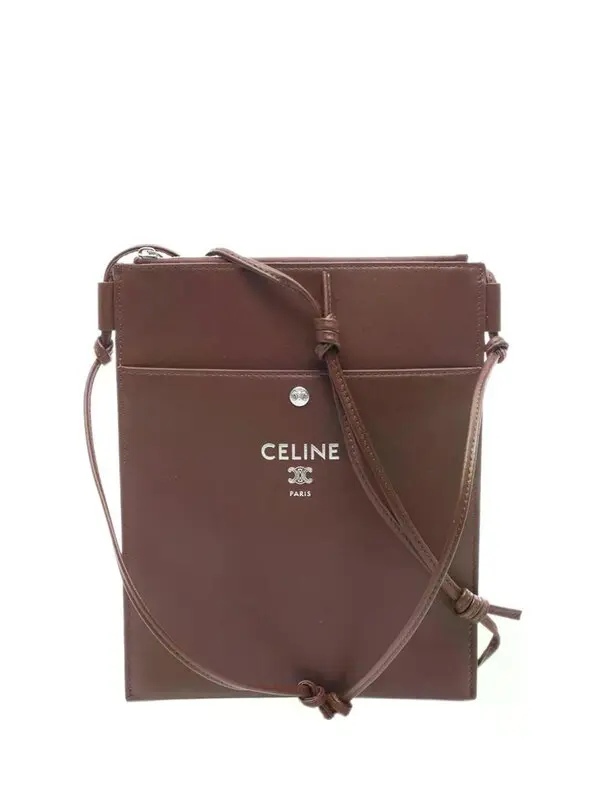 Celine Leather Sharp Pouch Crossbody Bag - Brown