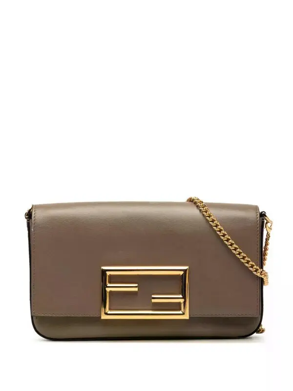 Fendi Smooth Calfskin Vitello Palmellato Wallet On Chain Crossbody Bag - Brown