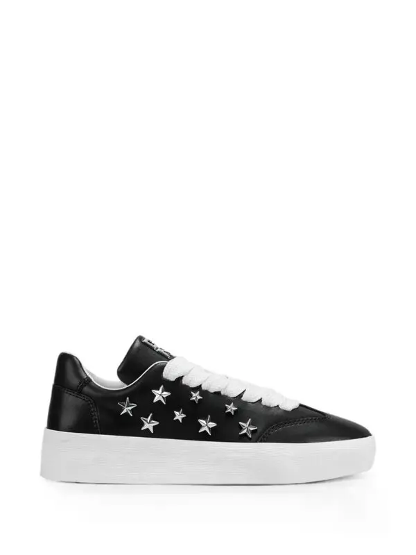 Dkny Glynda Star Embellished Lace-up Sneakers - Black