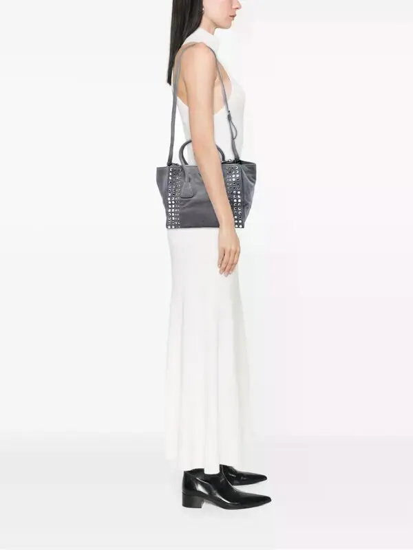 Prada Suede Embellished Twin Pocket Satchel