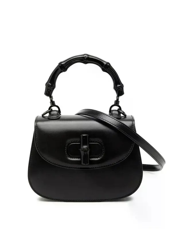 Gucci 1947 Bamboo Top Handle Bag Satchel - Black
